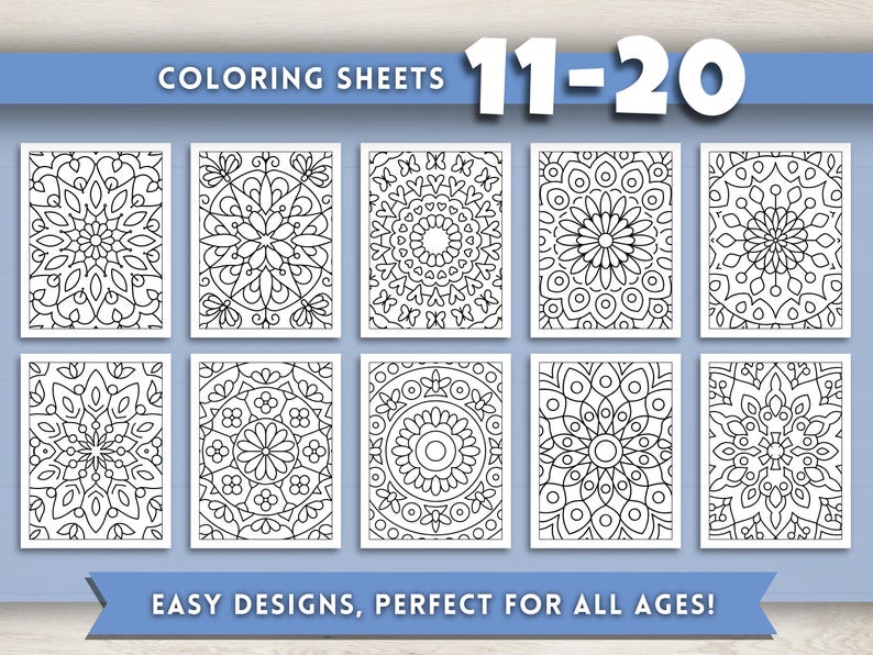 Easy Mandala Coloring Pages for Adults & Kids, Bold and Easy Patterns ...