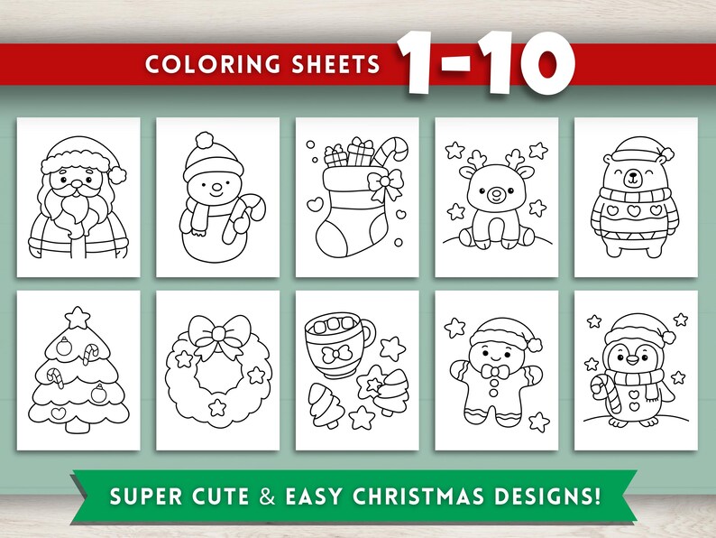 Christmas Coloring Pages for Kids, Kids Christmas Coloring Book ...