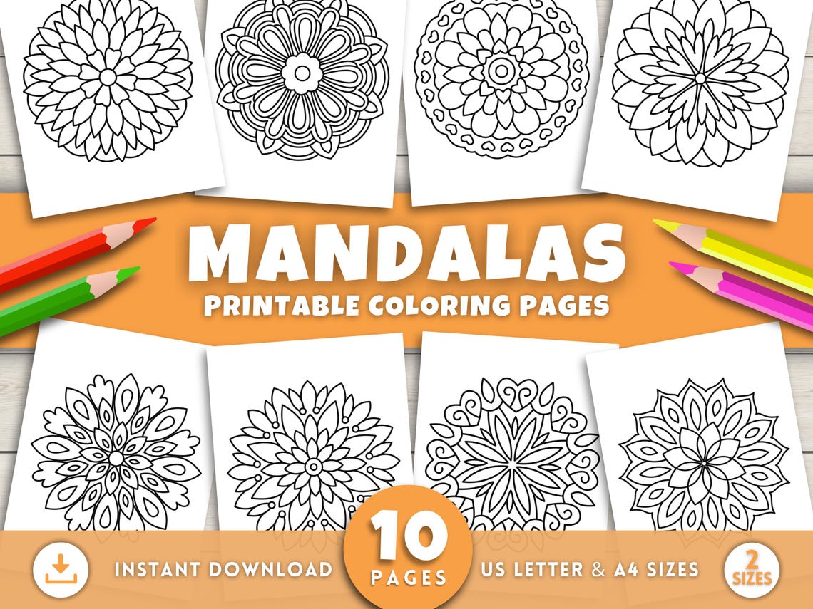 10 Easy Mandala Coloring Sheets for Kids Toddlers Adults, Mindful ...