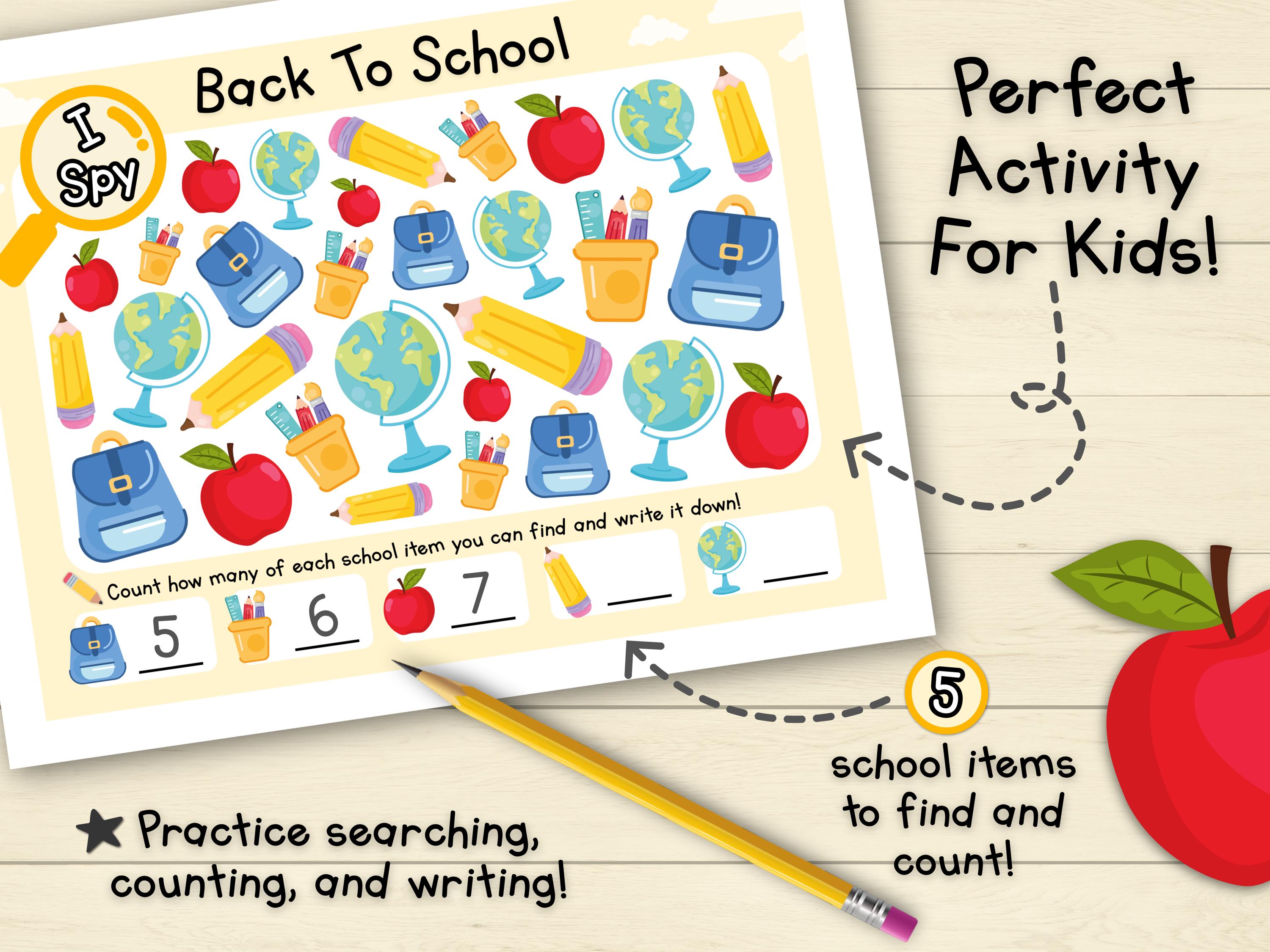 Back to School I Spy Activity for Kids, Printable I Spy Game, Look and ...