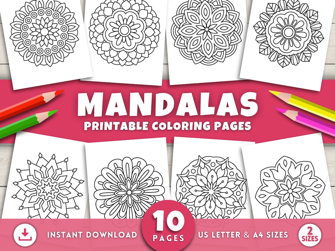 10 Easy Mandala Coloring Pages for Kids Toddlers Adults, Relaxing ...