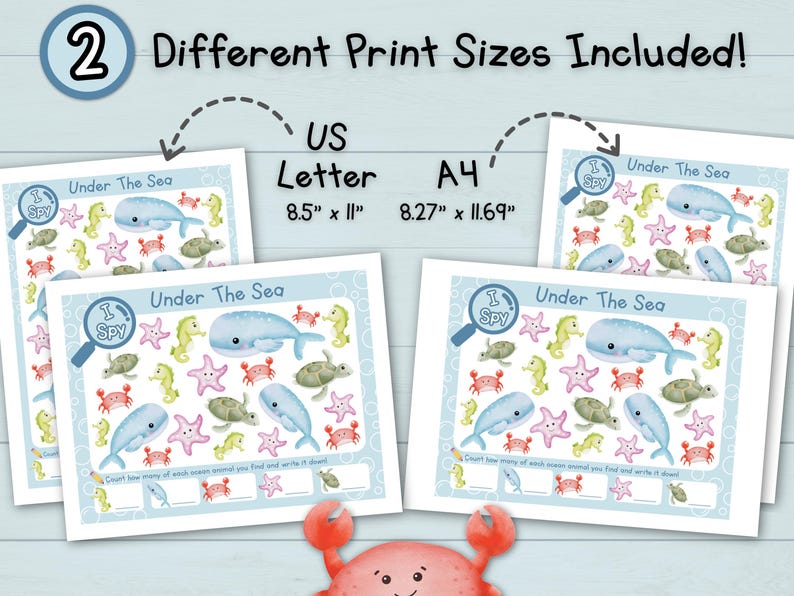 I Spy Game for Kids, Under the Sea Ocean Animals Printable Activities ...