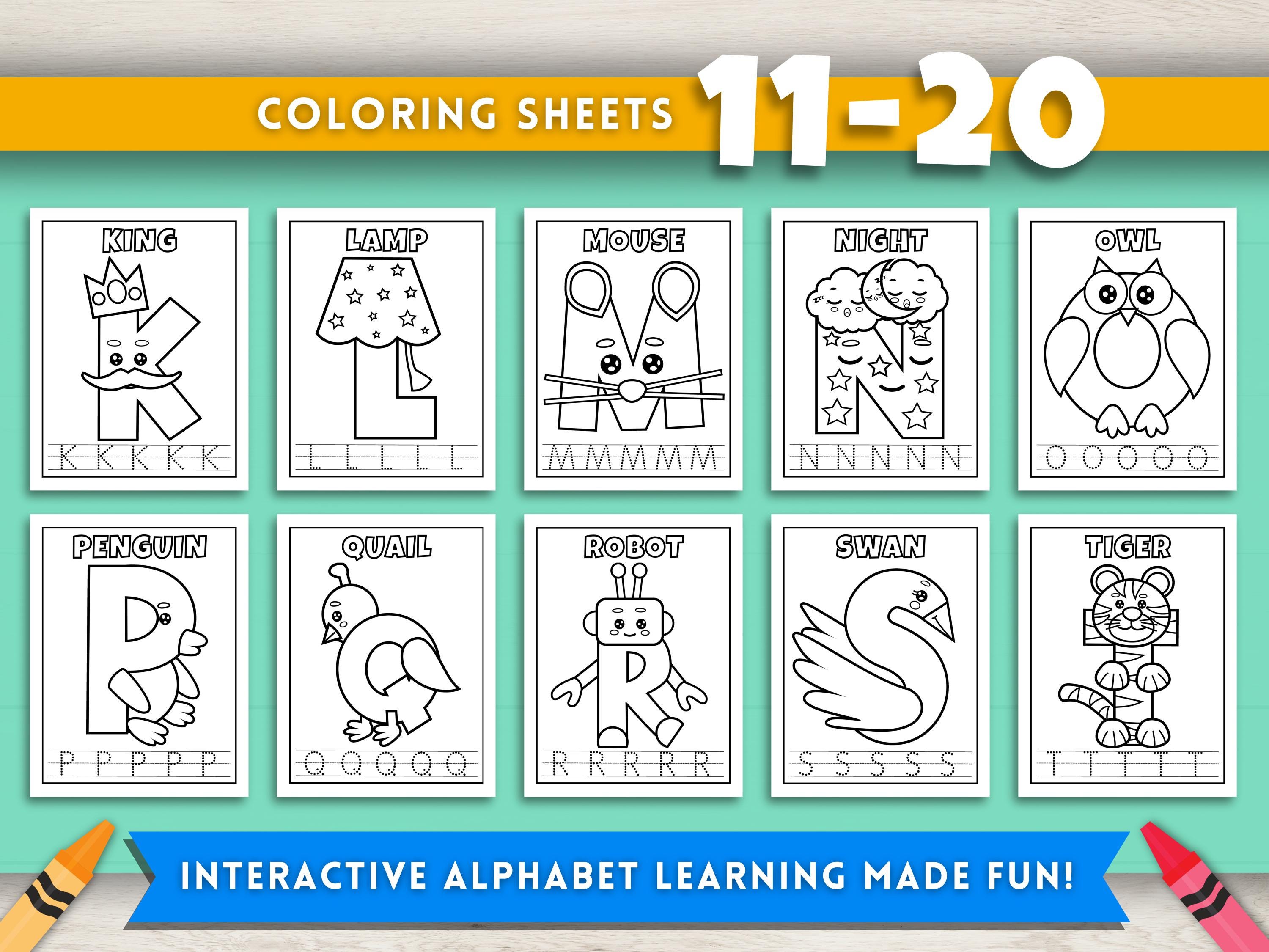 Kids ABC Coloring Pages for Preschool & Kindergarten, Alphabet Coloring ...