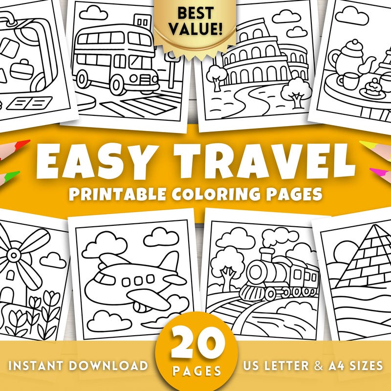 Travel Easy Coloring - Etsy