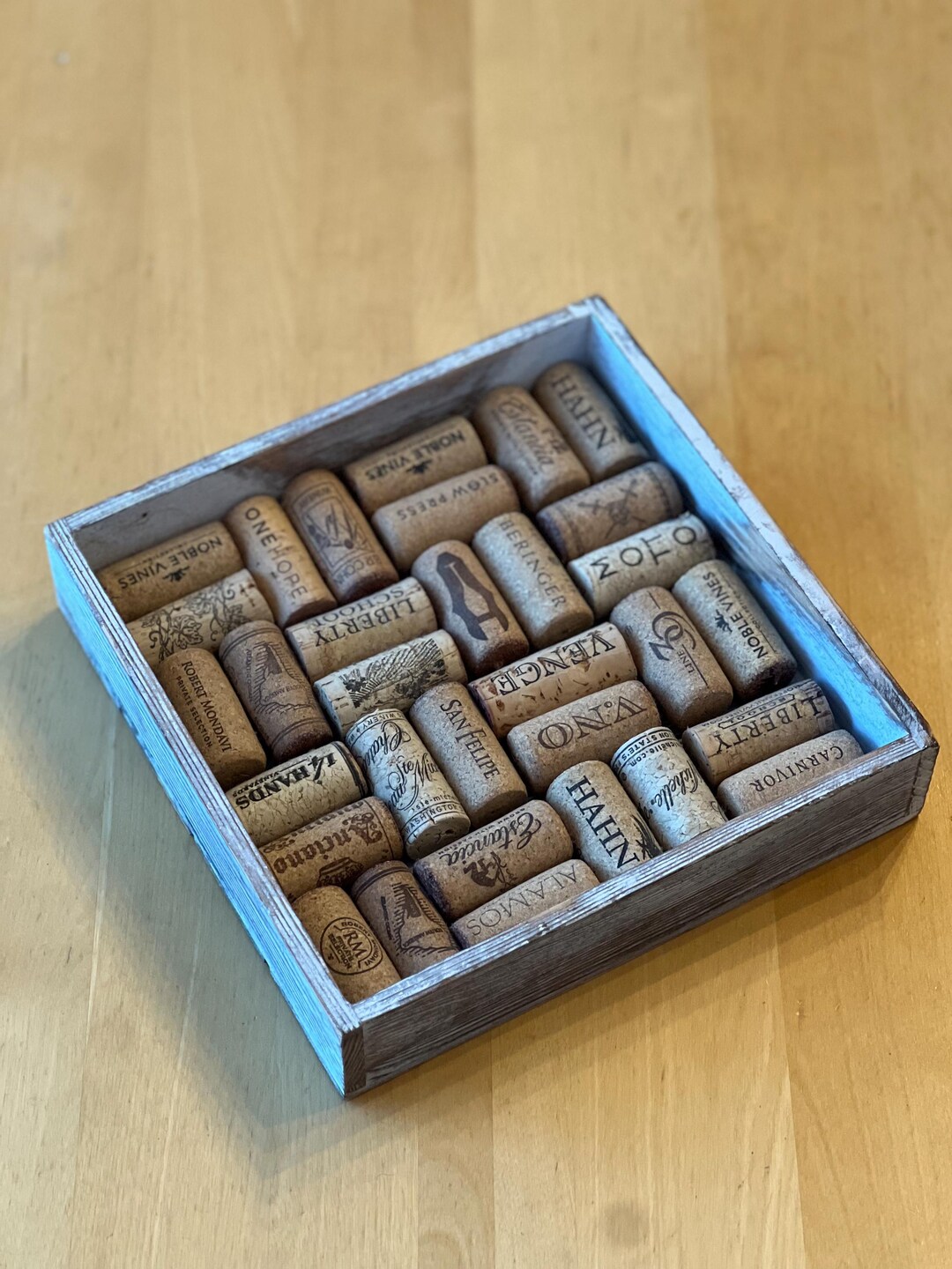 Rustic Wooden and Cork Tray – Handmade Small Serving Dish or Organizer ...