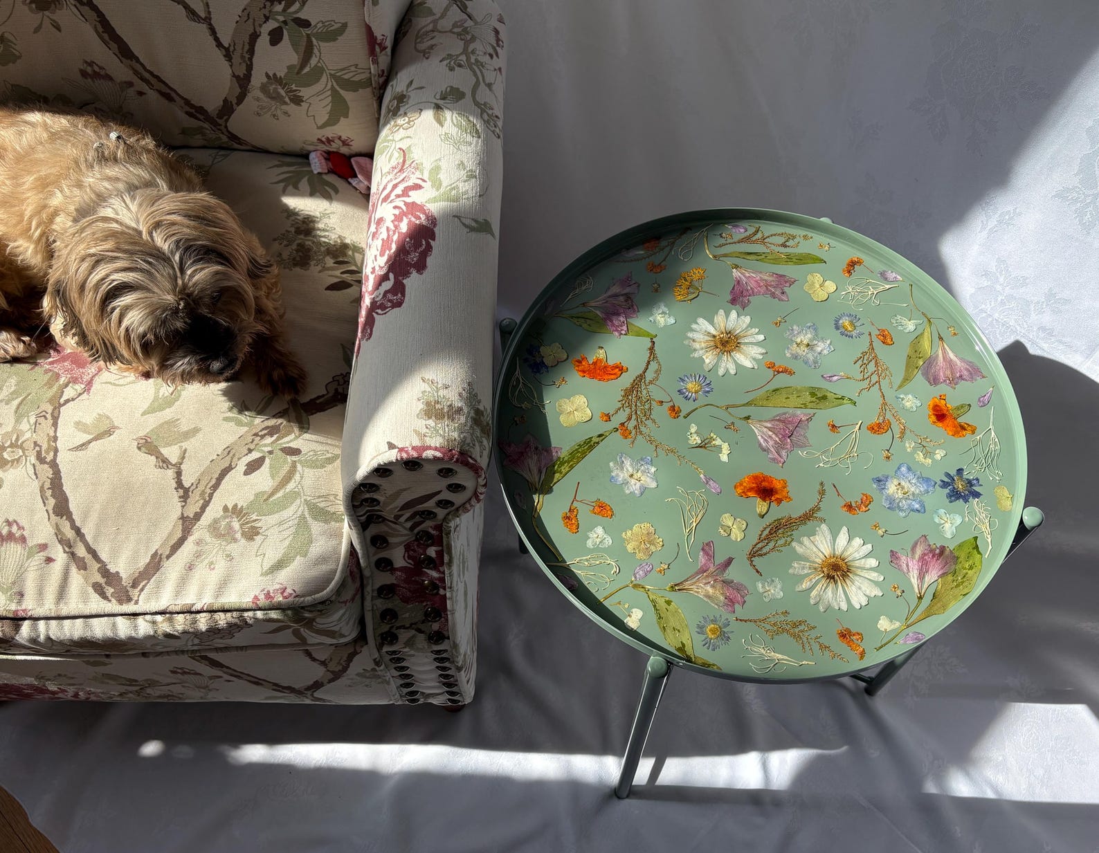 Flowers Table, Custom Handmade Floral Table, Coffee Side Table ...