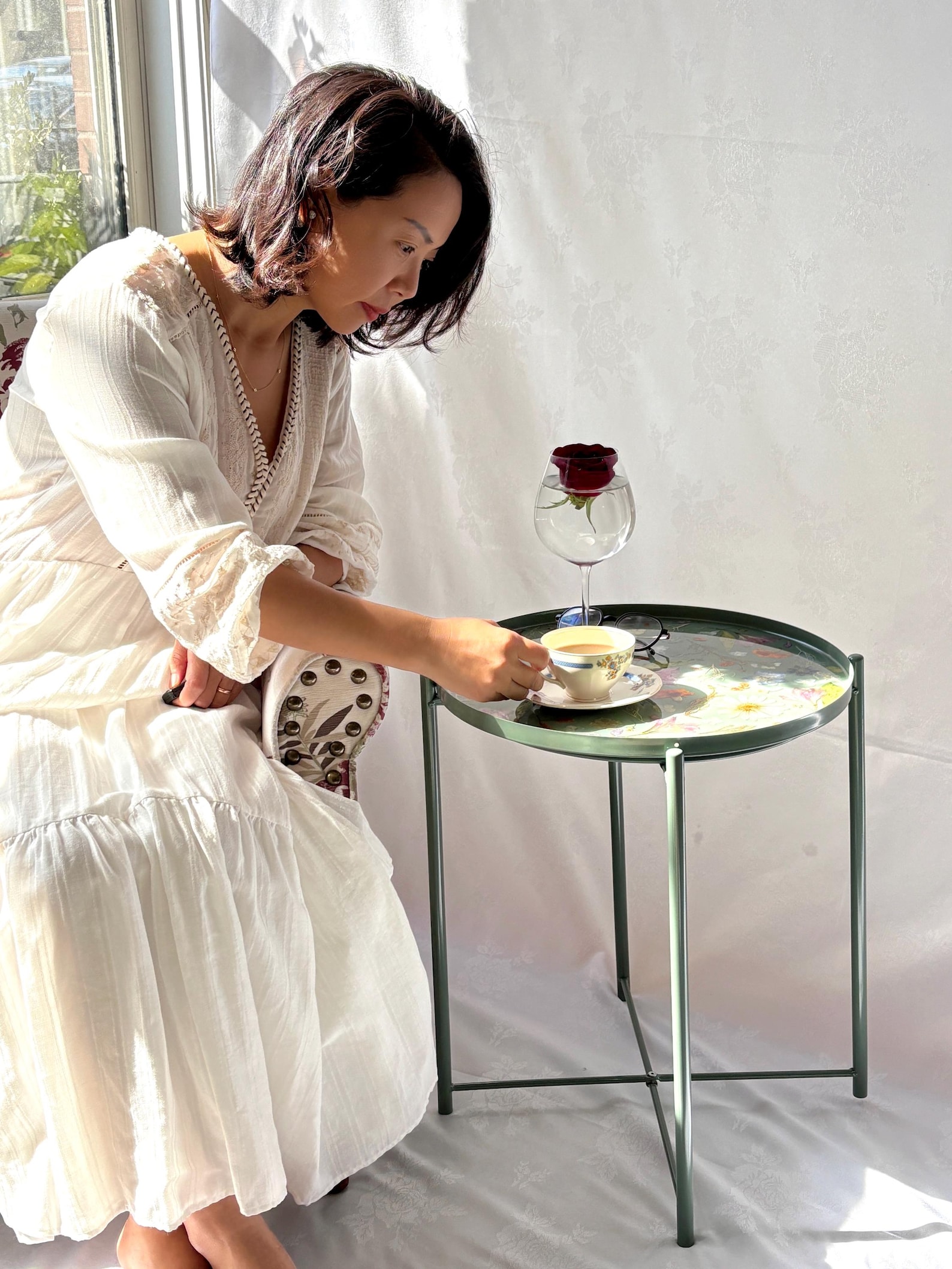 Flowers Table, Custom Handmade Floral Table, Coffee Side Table ...