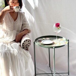 Flowers Table, Custom Handmade Floral Table, Coffee Side Table ...