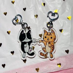 Matching Cat Keychains, Acrylic Keychains, Magnetic, Cute for Friends ...
