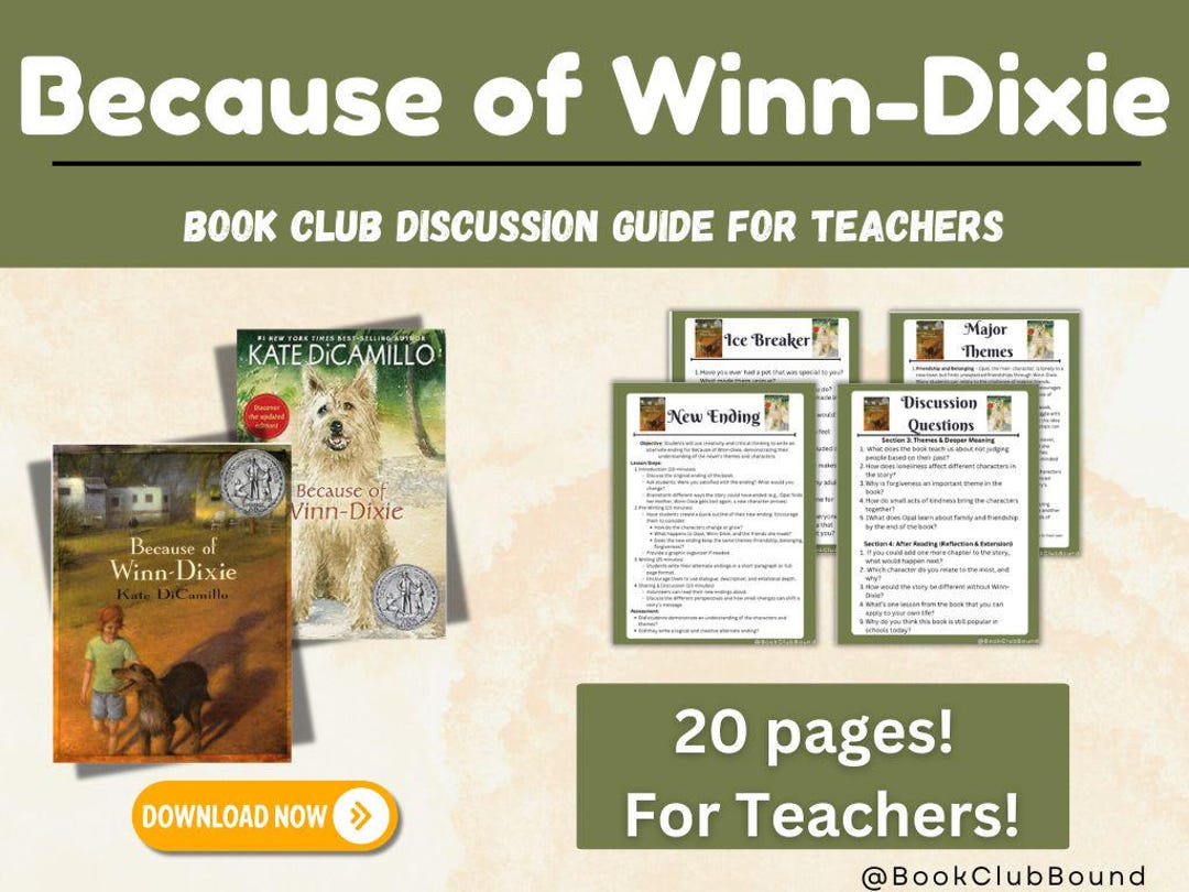 Because of Winn-dixie Book Club Guide for Teachers – Engaging & Easy-to ...