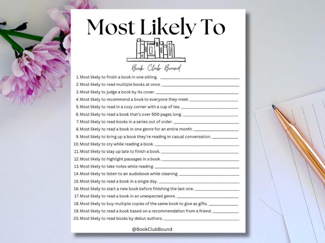 Book Club Game: Most Likely To - Etsy