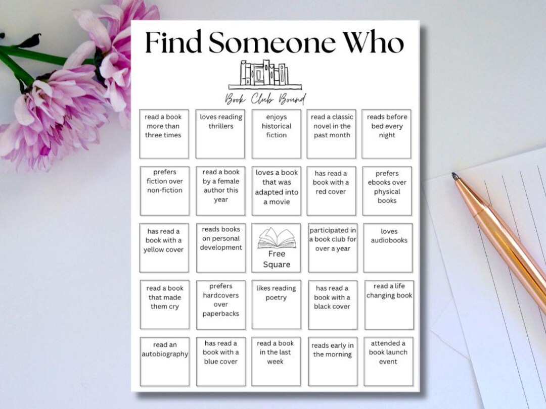 Book Club Game: Find Someone Who - Etsy