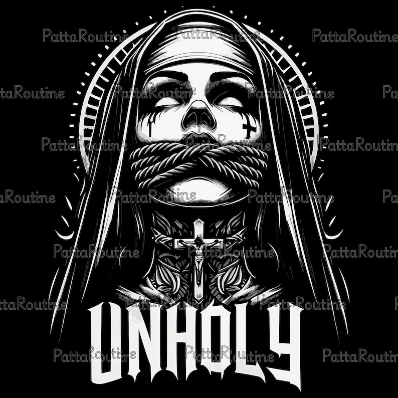 Unholy Nun PNG Svg, Gothic Horror Nun Clipart, Funny Satan Baphomet ...