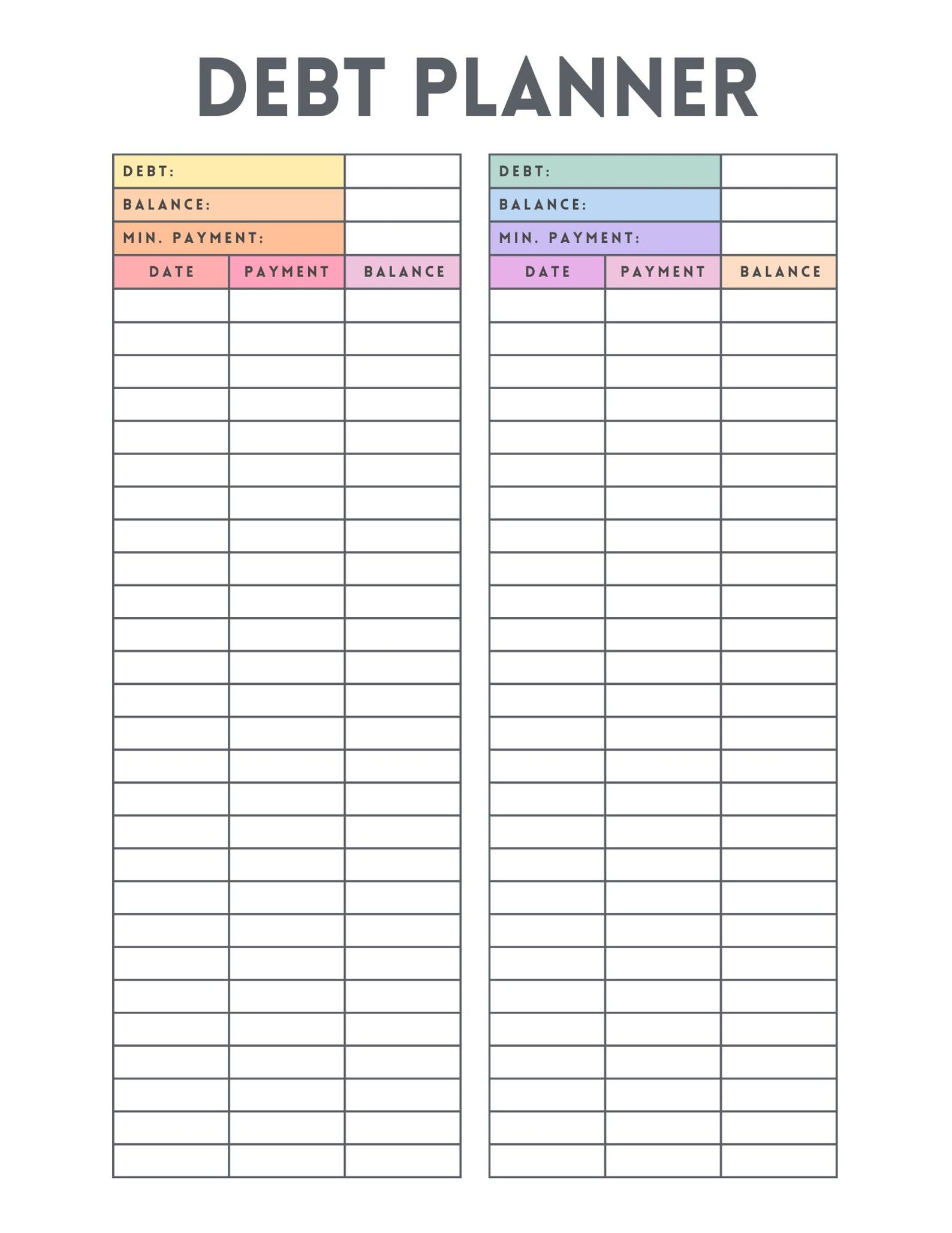 Debt Payoff Tracker Printable | Financial Goal Planner | Budgeting ...