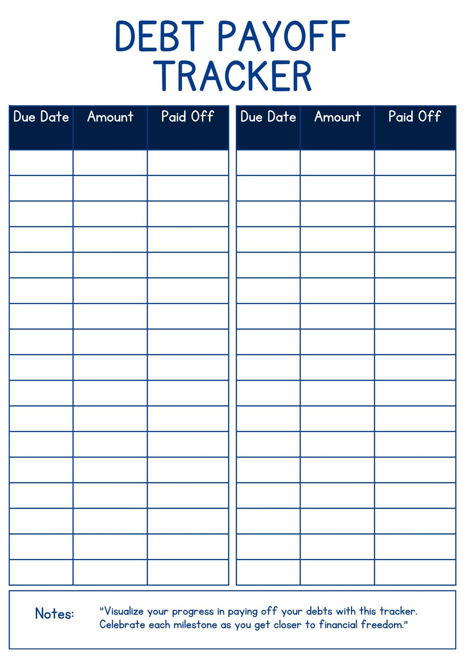 Debt Payoff Tracker Printable | Financial Goal Planner | Budgeting ...
