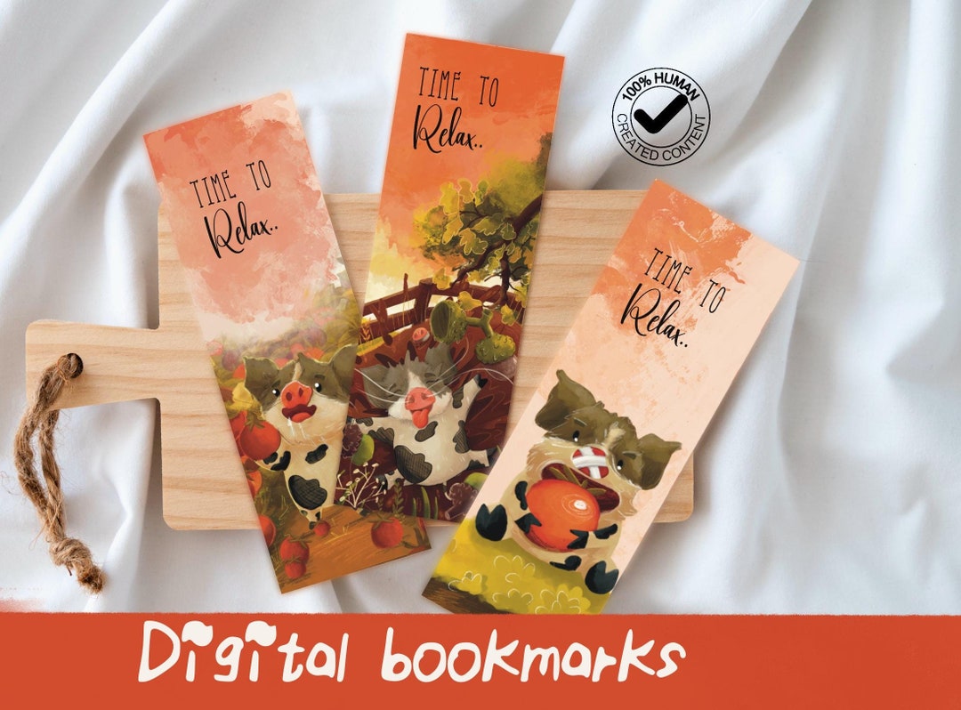 Whimsical Pig Bookmark Set - Instant Download Farm Animal Bookmarks for ...