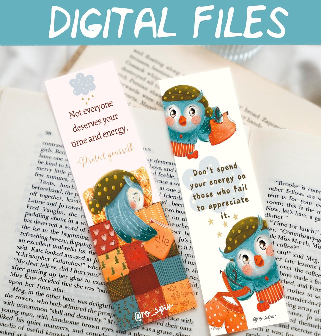 Cute Owl Bookmark, Digital Bookmarks PNG, Animal Bookmark, Book Lover ...