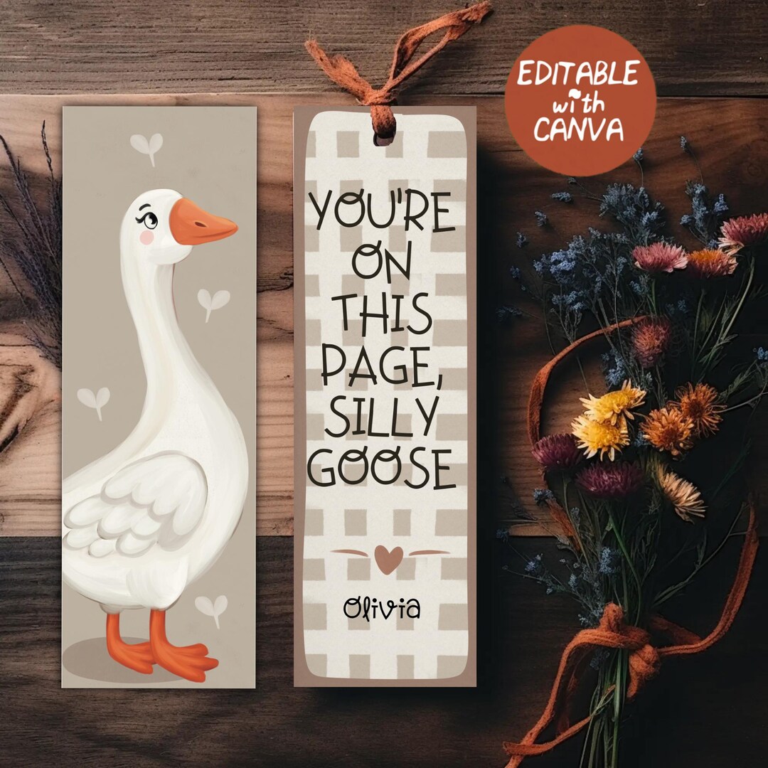 Silly Goose Bookmarks Illustrated Animal Bookmarks Gus Lover Gift Cute ...