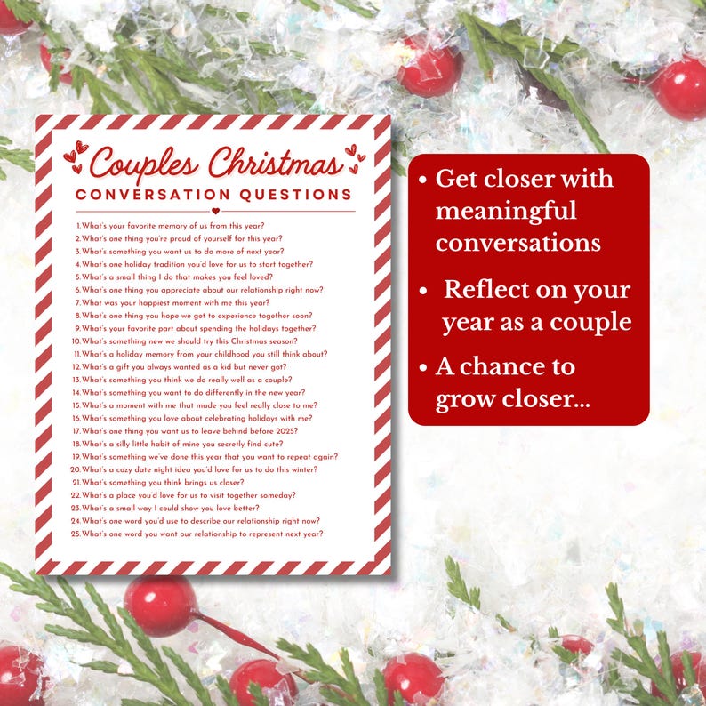 Couples Christmas Conversation Questions Printable, Holiday Date Night ...