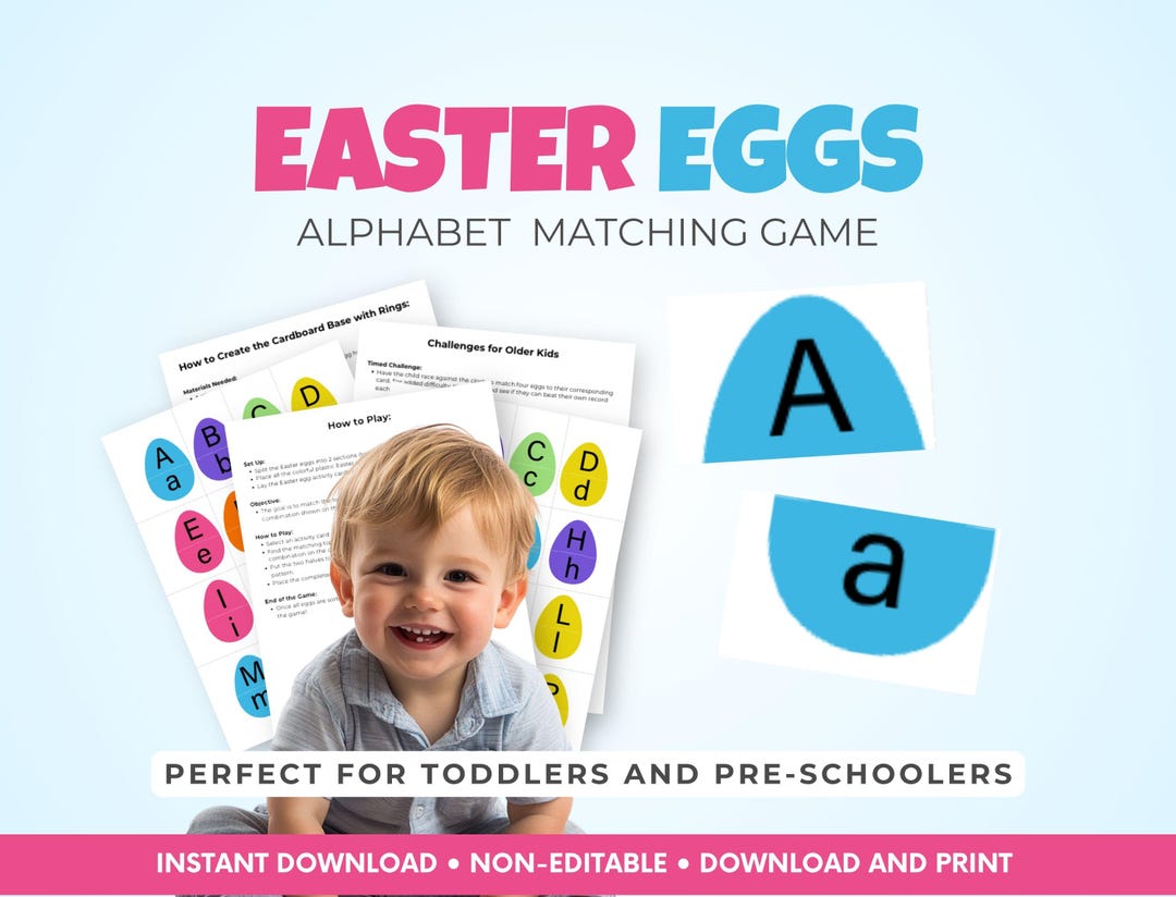 Easter Egg Alphabet Matching Game, Sensory Bin Activity, Printable ...