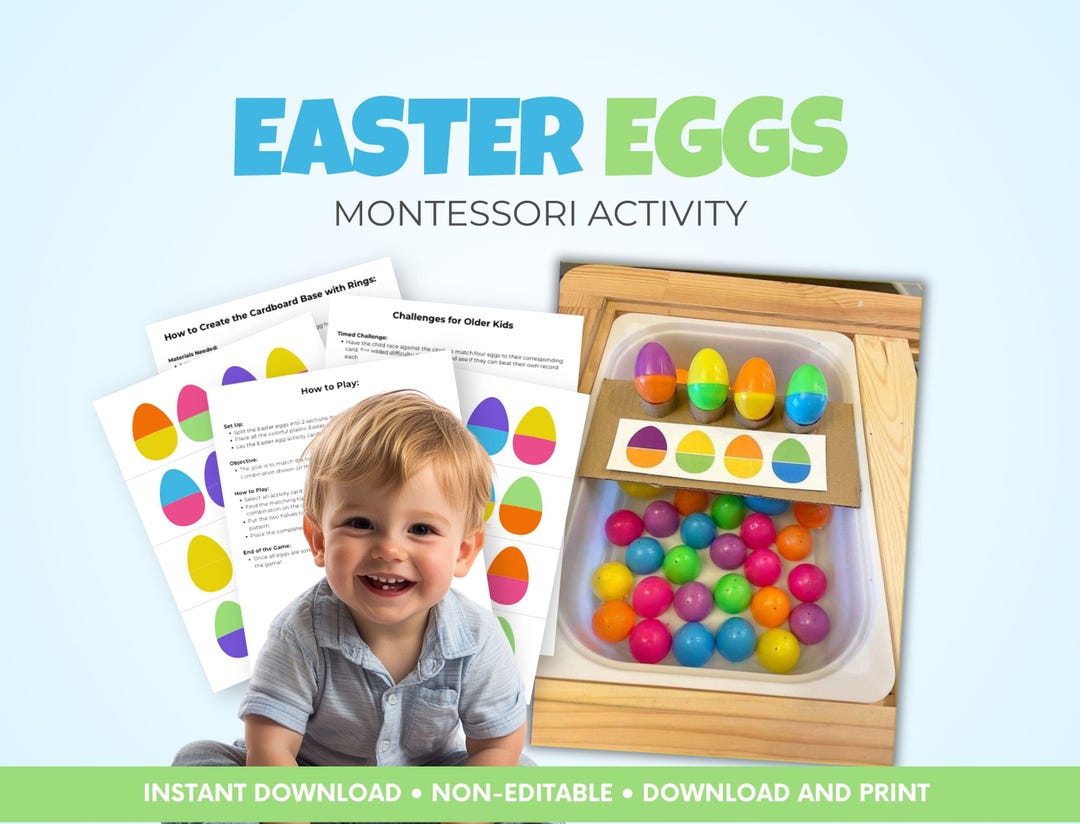 Easter Egg Sensory Bin Activity Printable, Toddler Color Matching Game ...