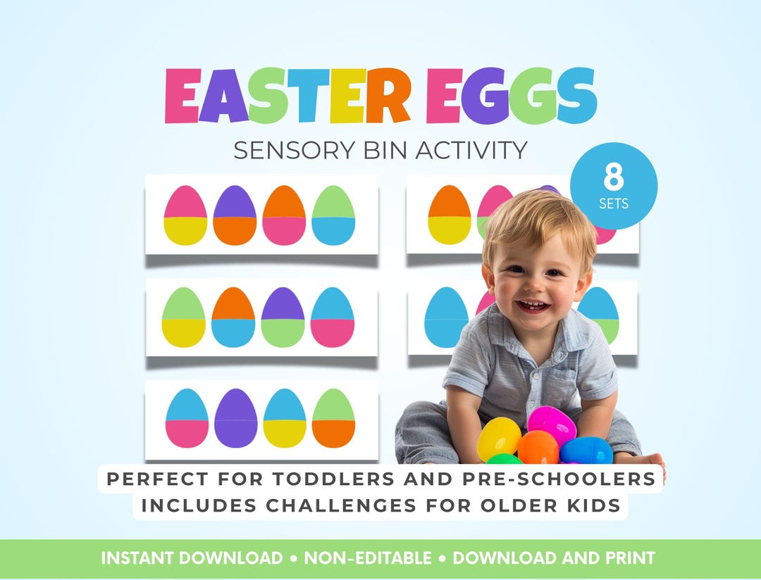 Easter Egg Sensory Bin Activity Printable, Toddler Color Matching Game ...