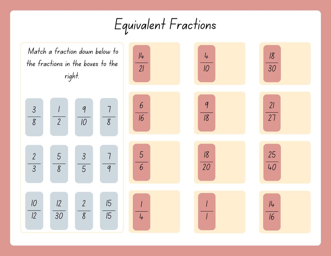 Fun Fractions: A Beginner's Guide for Kids - Etsy