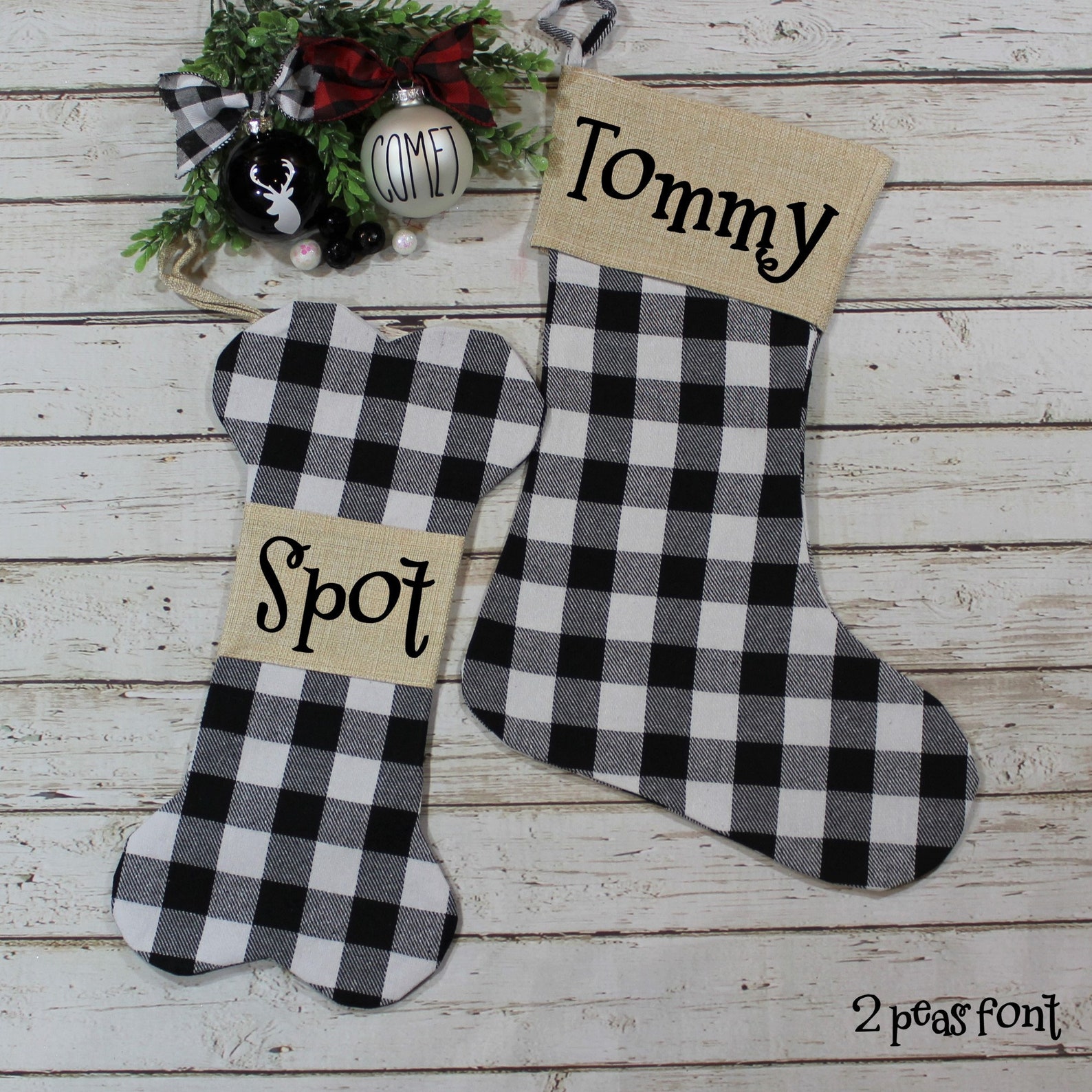 Buffalo Check Christmas Stockings Personalized Plaid | Etsy