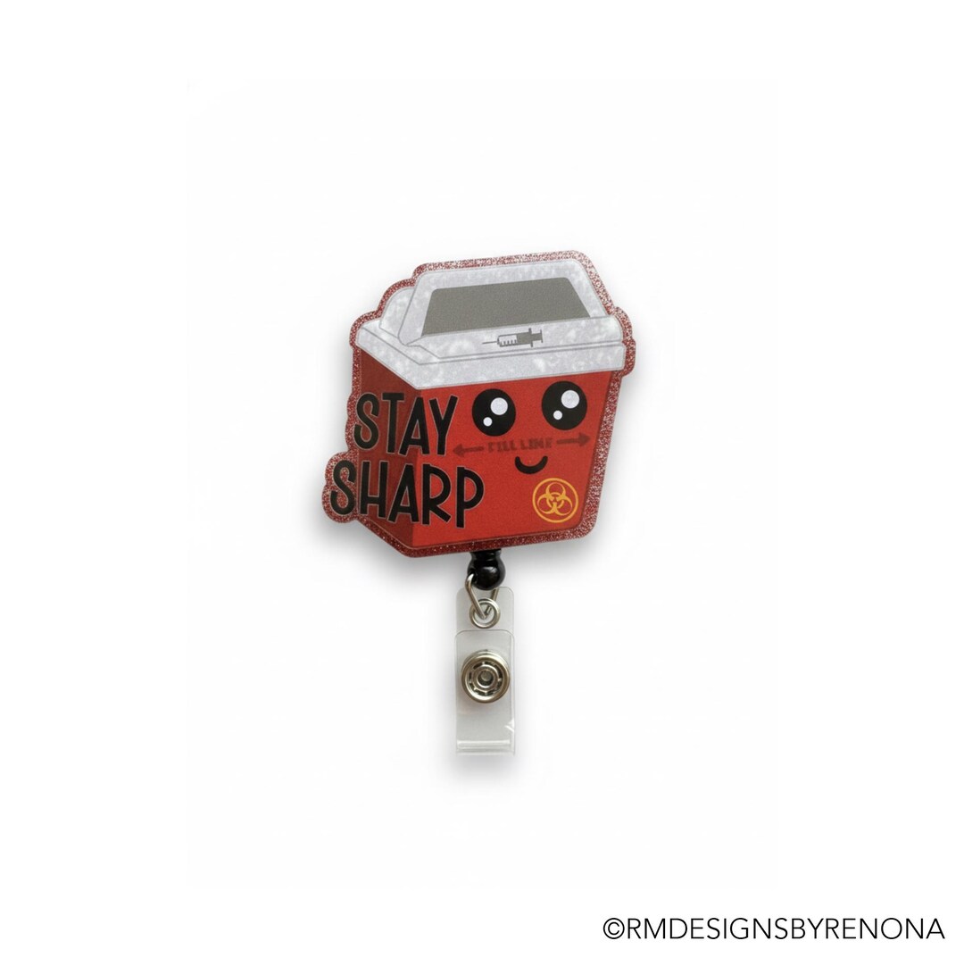 Funny Stay Sharp Glitter Badge Reel, Medical ID Holder - Etsy