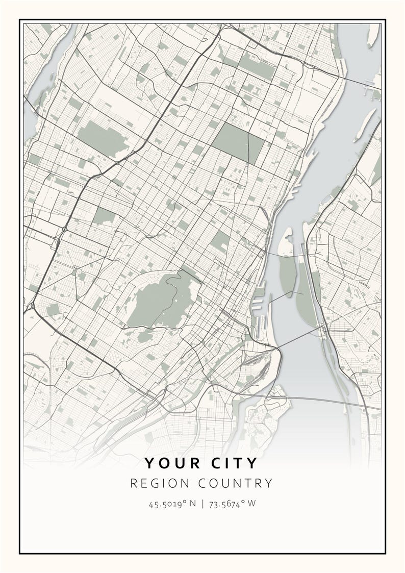 Digital Custom Map, Download Custom City Map for Print, Custom Hometown ...