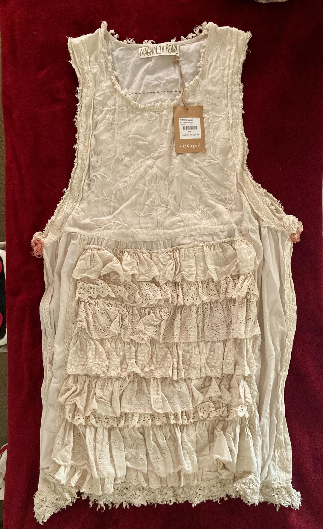 Magnolia Pearl Risette Apron Dress 751 Moonlight Cotton Lace Ruffles OS ...