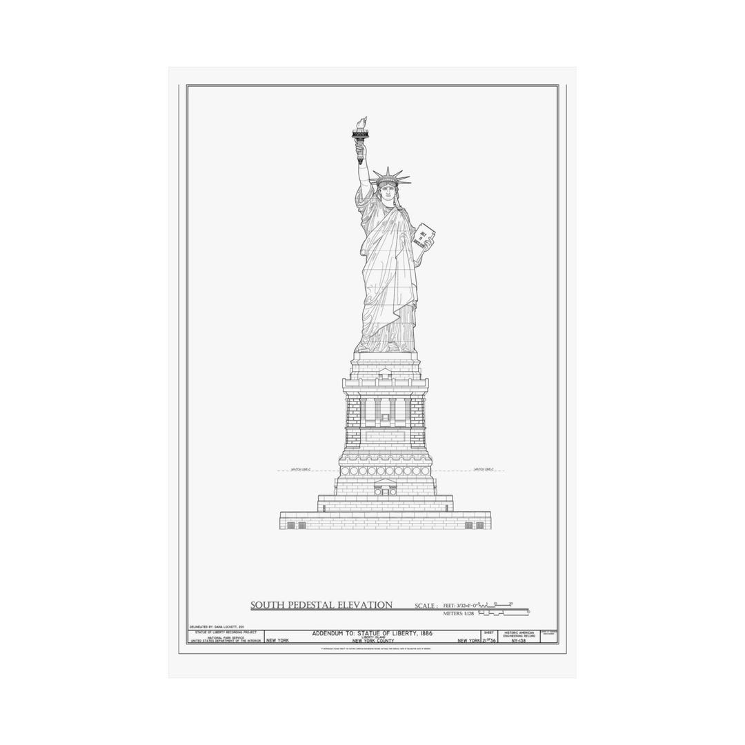 Poster, Blueprint Style Statue of Liberty Wall Print, New York City ...