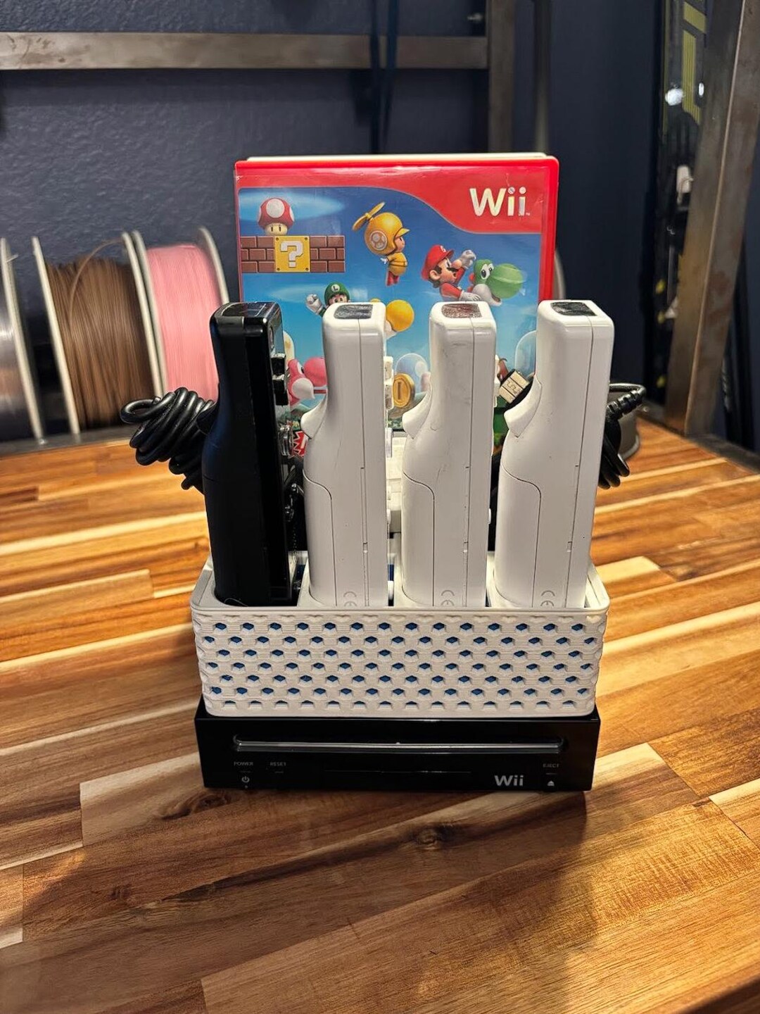 Large 3D Printed Wii Accessory Box Printed White & Blue for Remotes ...