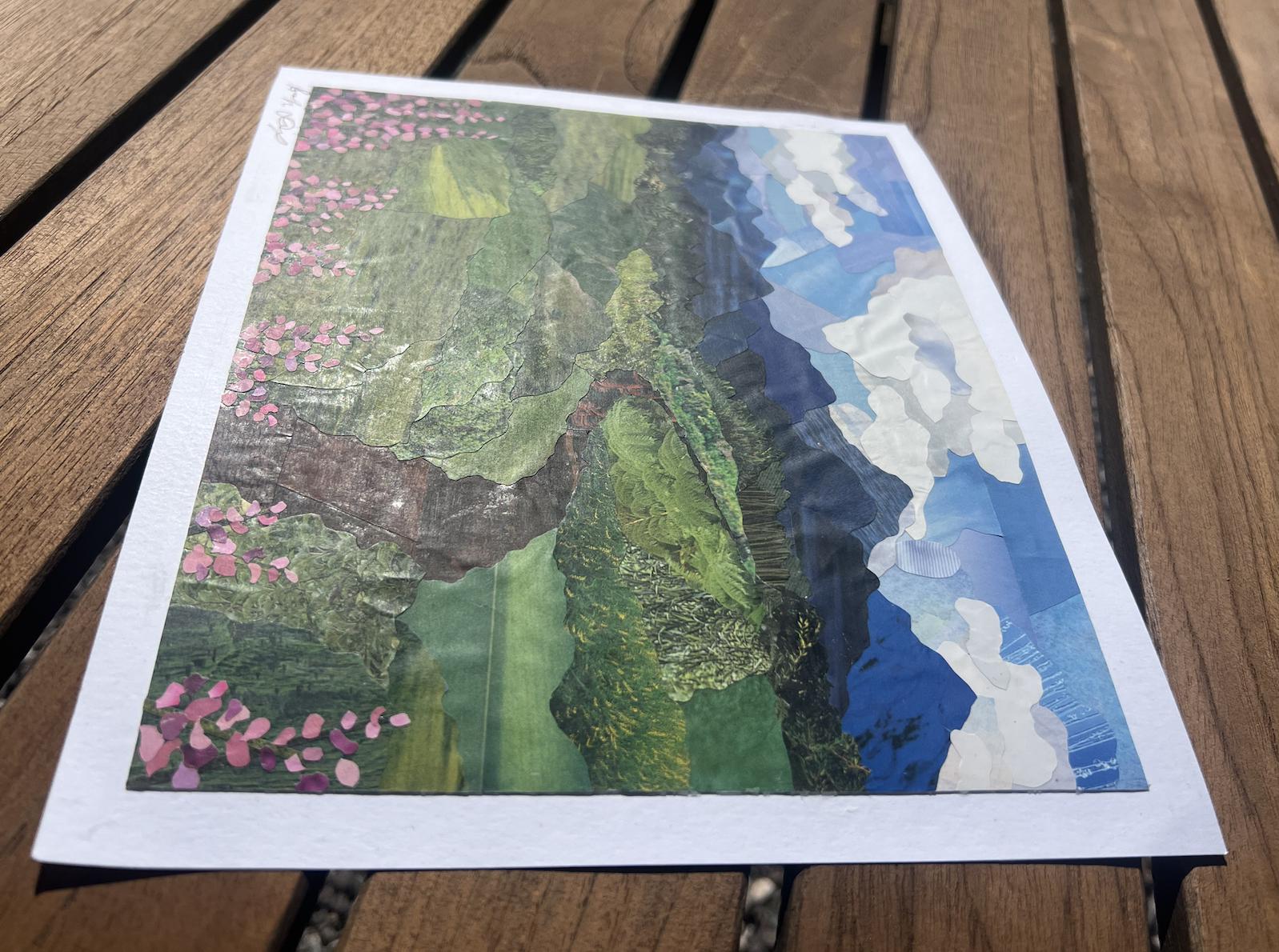 ORIGINAL Magazine Paper Collage Original Art - Mountain Scene and ...
