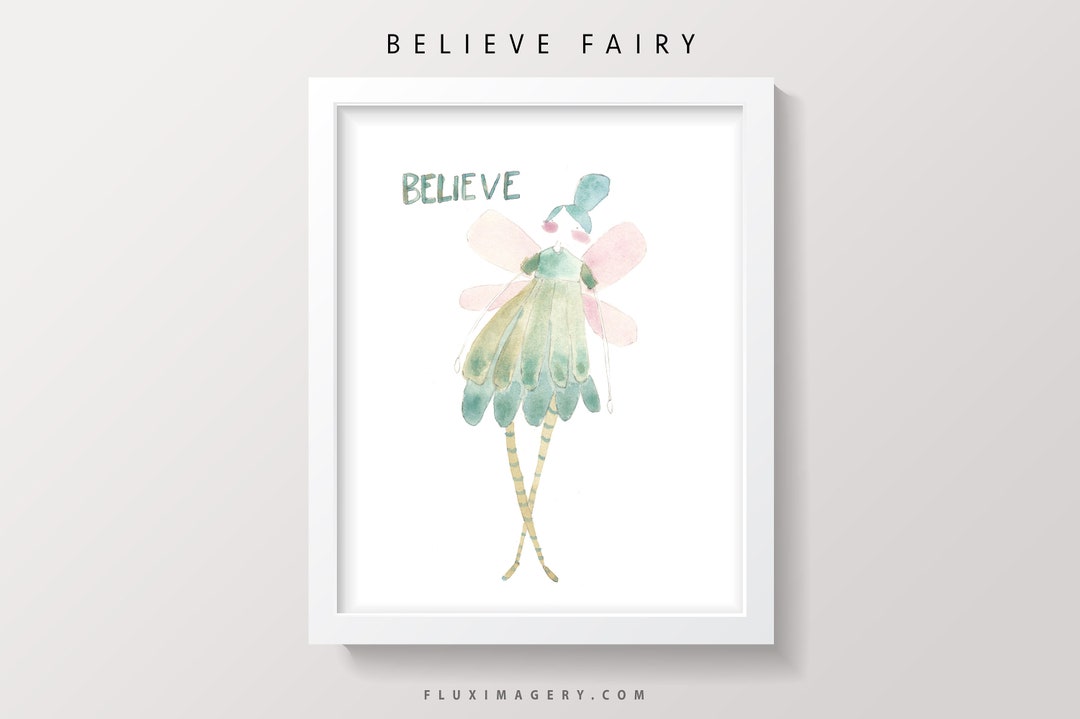 Believe Fairy Motivational Watercolor Art Print for Girl's - Etsy