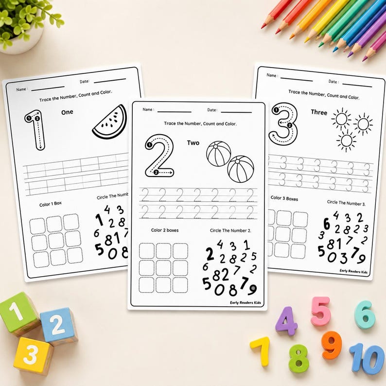 Number Tracing Worksheets 1-10 | Preschool Math & Count Number Practice ...