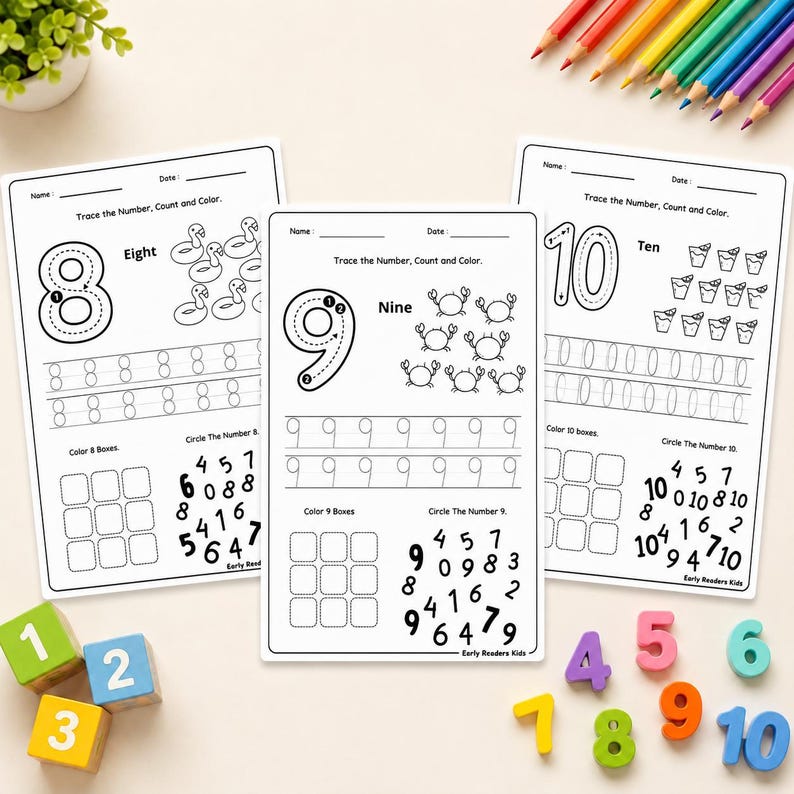 Number Tracing Worksheets 1-10 | Preschool Math & Count Number Practice ...