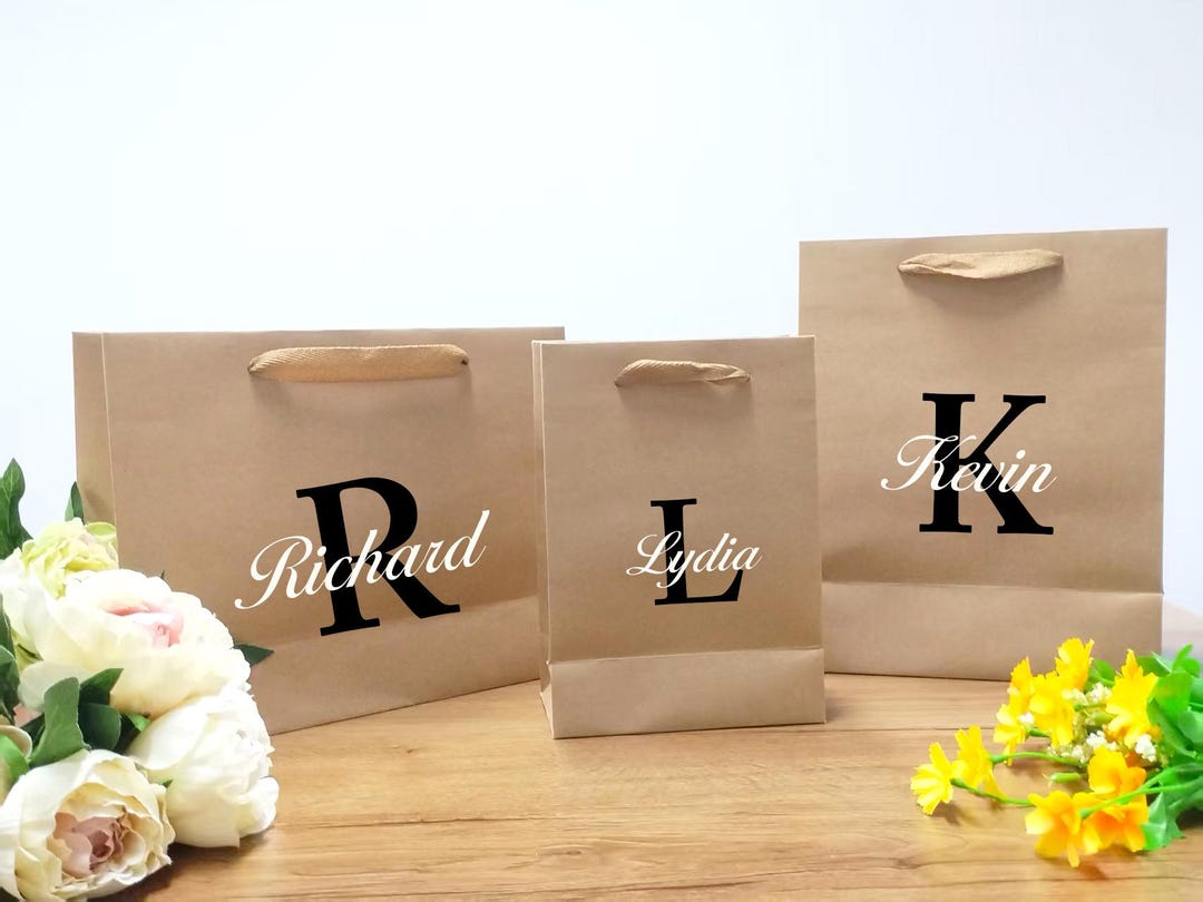 Personalized Wedding Bags, Initial Name Gift Bags With Soft Handle ...