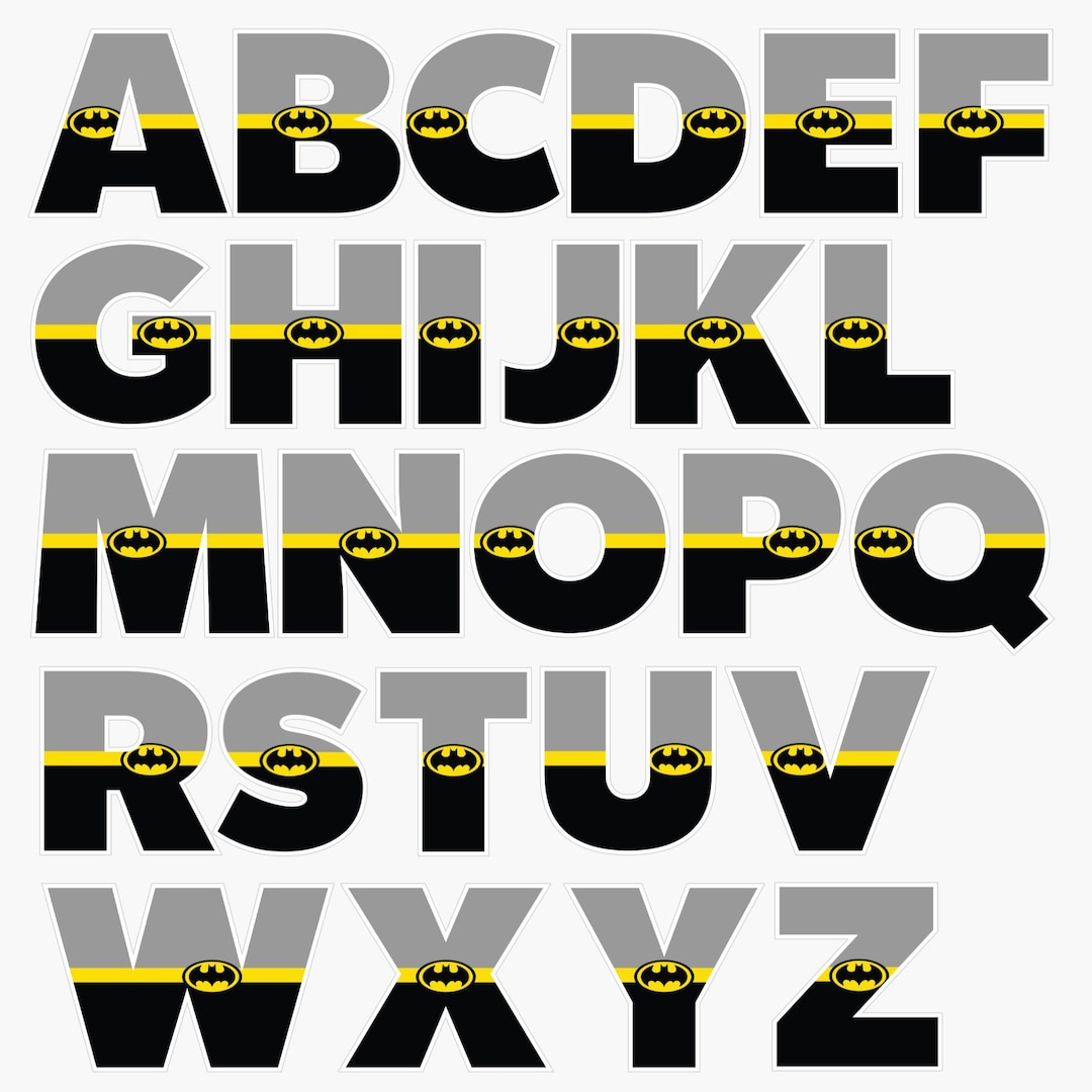 Batman Logo Alphabet, Numbers, and Symbols Printable Digital Download ...