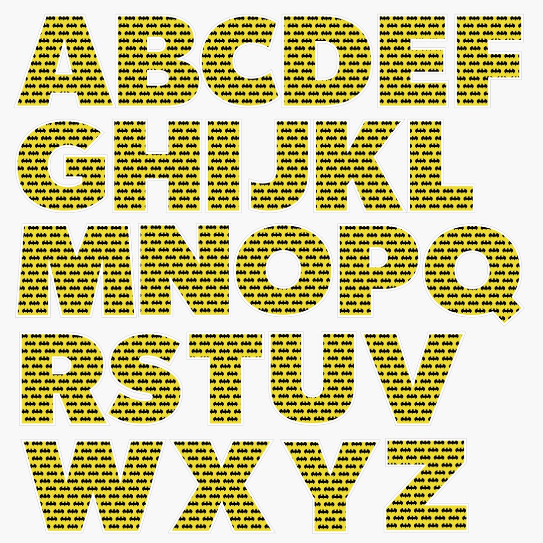 Bat Superhero Symbol Pattern Alphabet, Numbers, and Symbols Superhero ...
