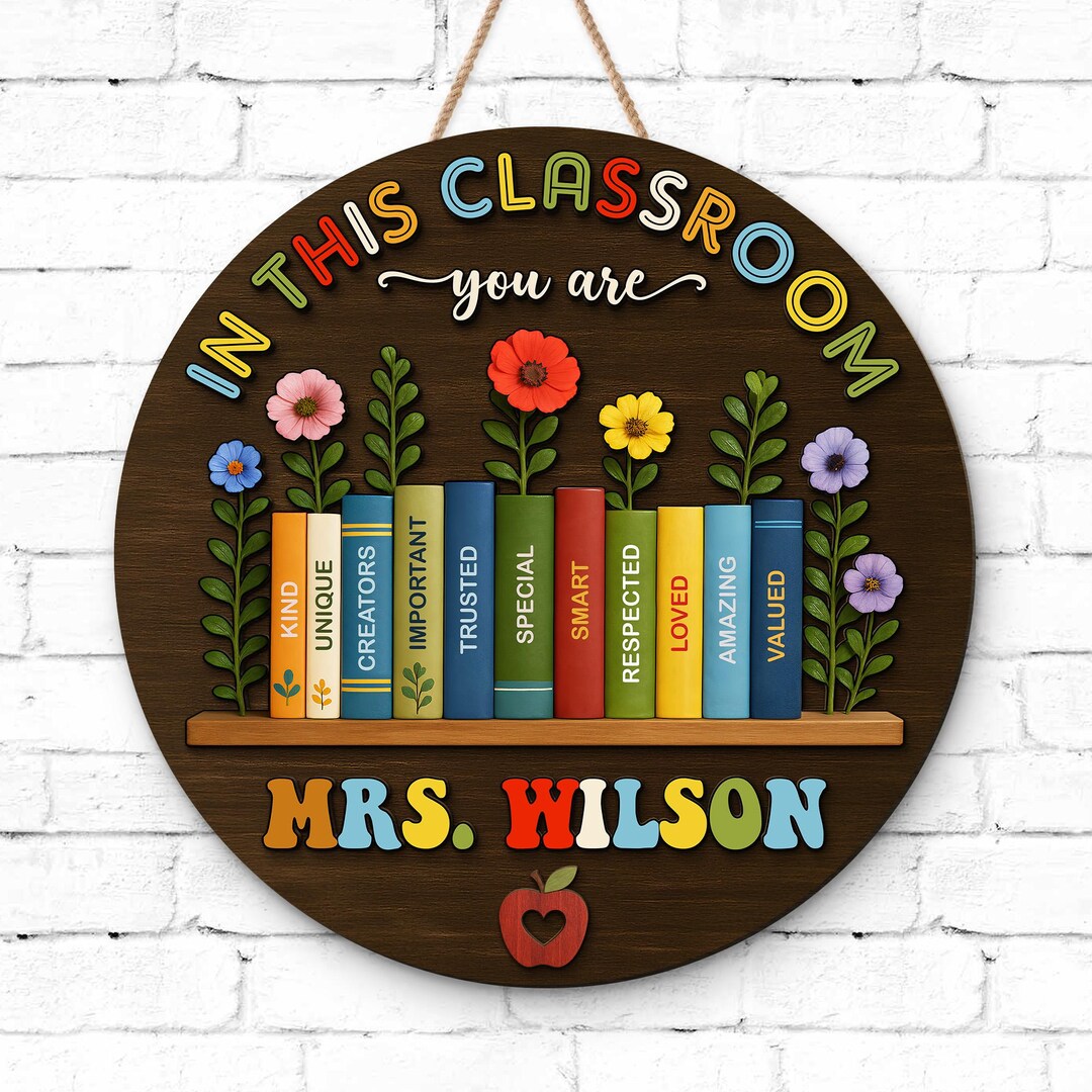 Personalized Teacher Door Hanger: 3D Classroom Sign - Etsy
