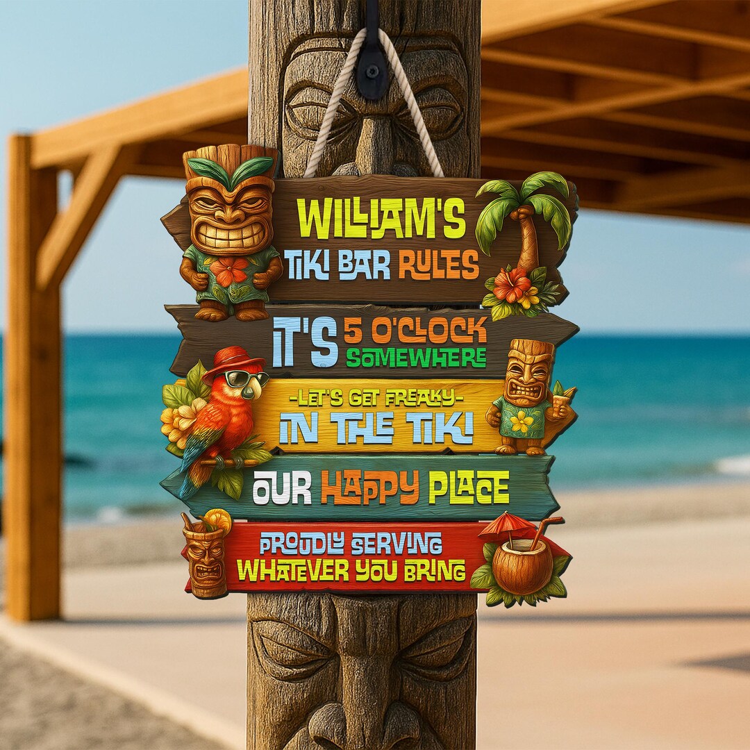Personalized Tiki Bar Sign, Tiki Lounge Sign, Tiki Decorations, Bar ...