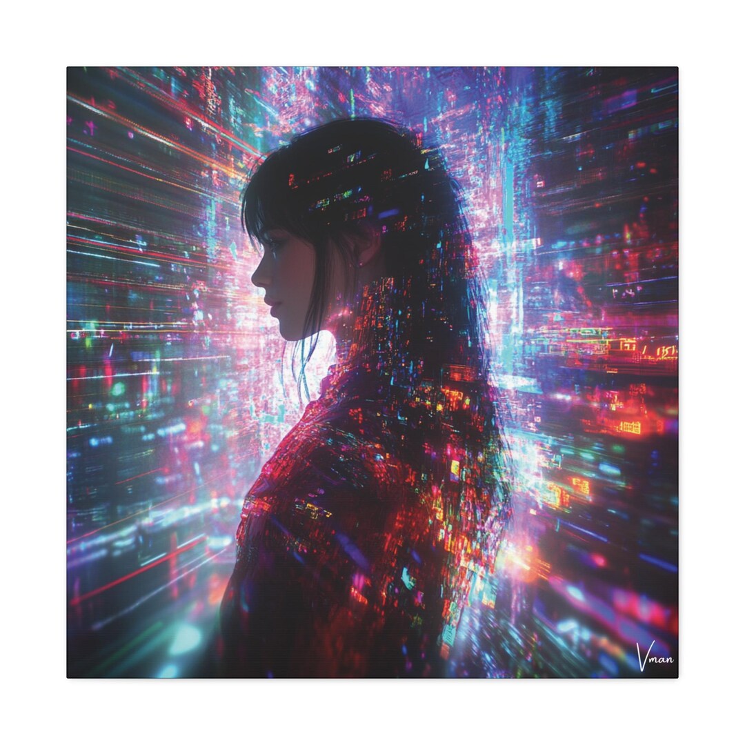 Cybernetic Female Wall Art Hyper Reality Game Room Decor, Futuristic ...