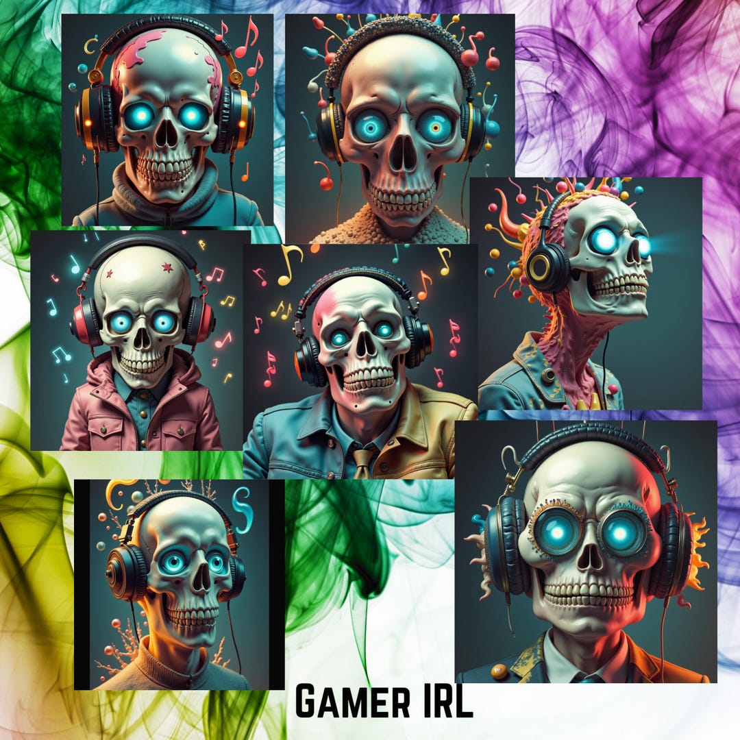 Fun Skulls Digital Download - Funny Gaming Art - Game Room Wall Decor ...