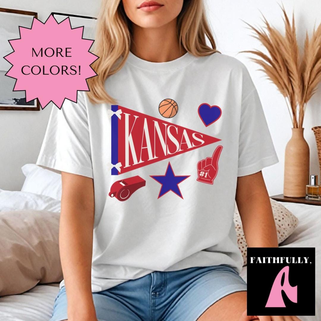 Kansas Basketball Shirt, Pennant Flag Design, Lawrence Kansas Team ...