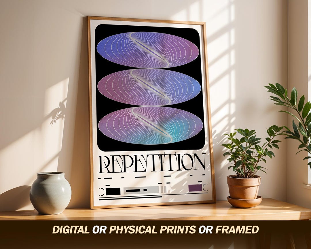 Repetition Poster, Retro Futuristic Wall Art, Psychedelic Geometric ...
