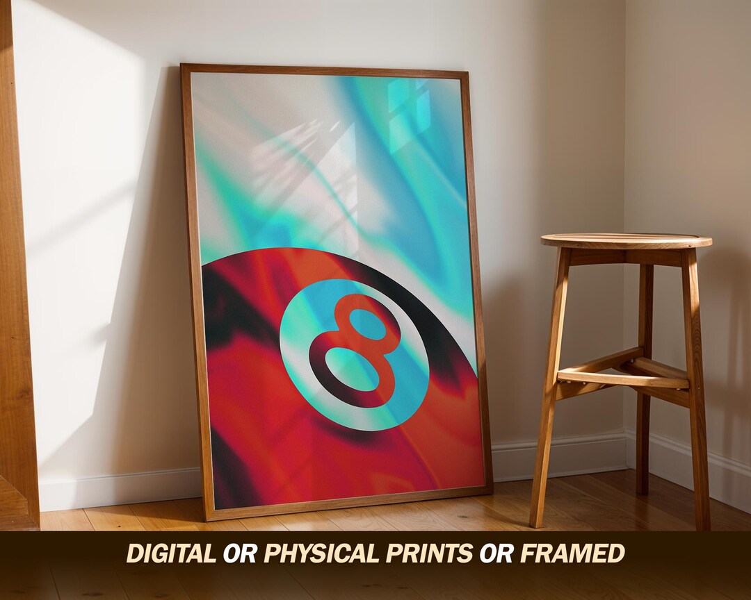 Retro 8 Ball Poster, Abstract Pool Art Print, Psychedelic Wall Decor ...