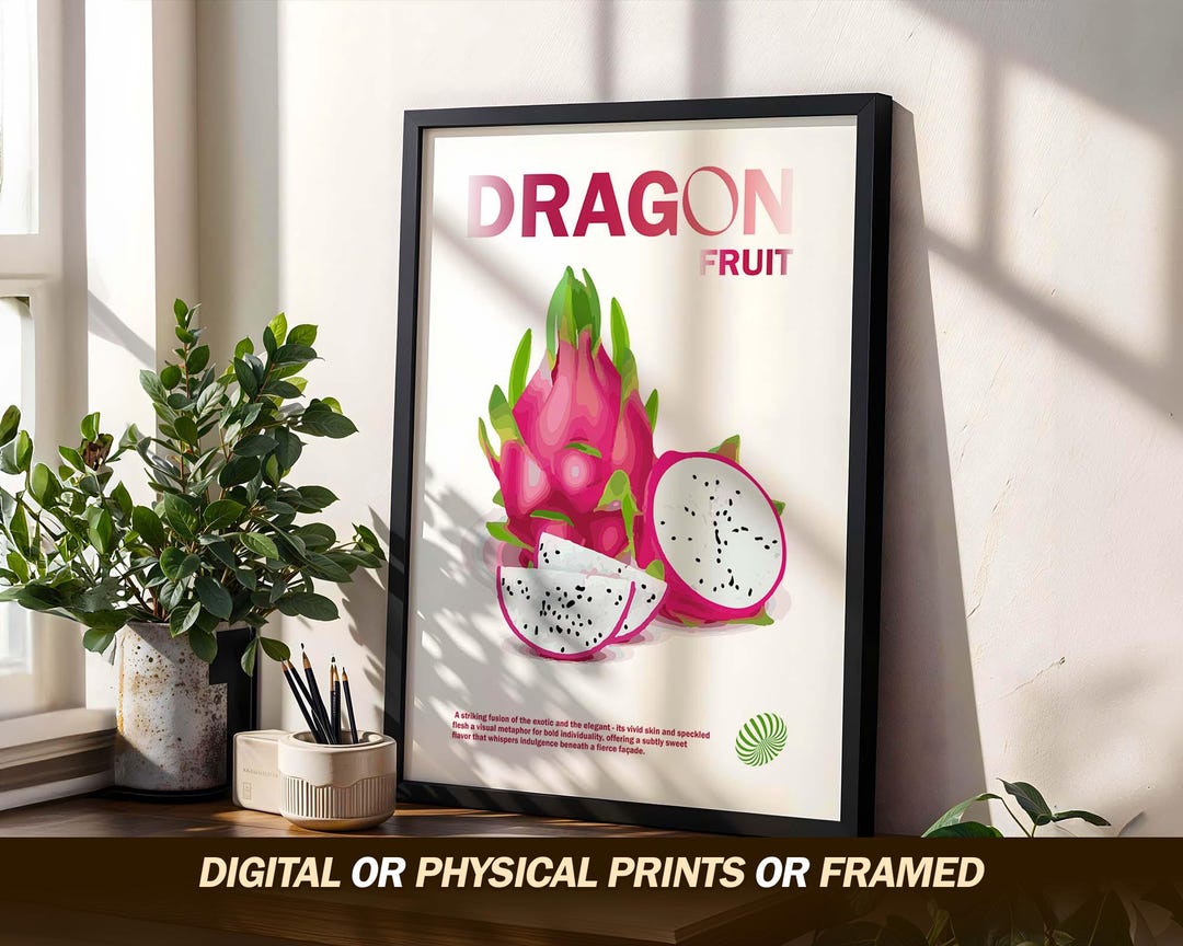 Dragon Fruit Poster, Exotic Tropical Wall Art, Bold Kitchen Print ...