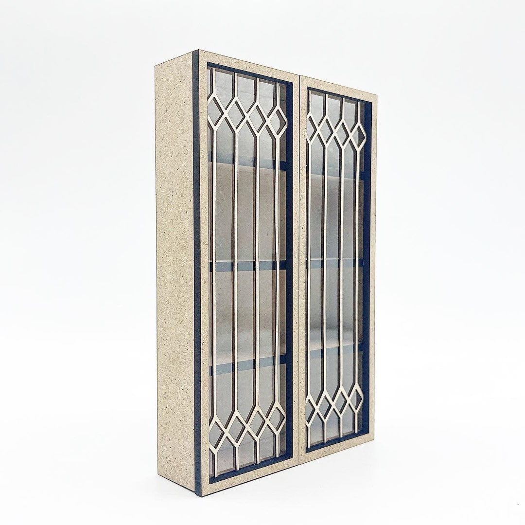 1:12 Scale Upper Double Tall Cabinet - Leaded Glass - Etsy