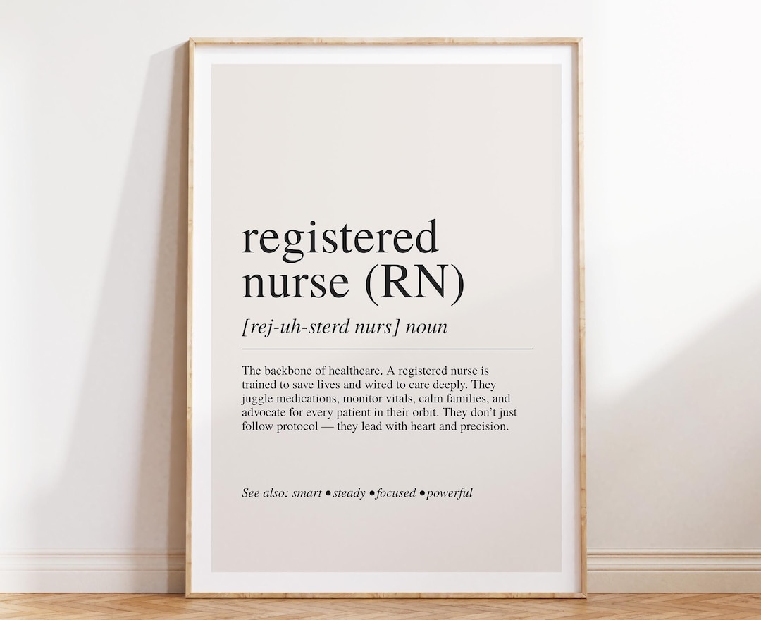 RN Definition Print: Nurse Appreciation Gift, Medical Wall Art - Etsy
